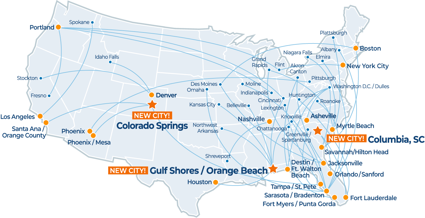 Route Map Allegiant Air Route Map Allegiant Air